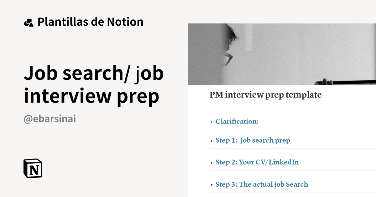 Plantilla Job search/ job interview prep | Notion Marketplace