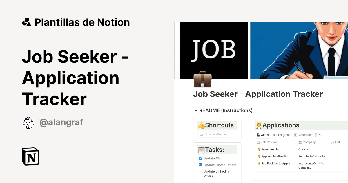 Plantilla Job Seeker - Application Tracker | Notion Marketplace