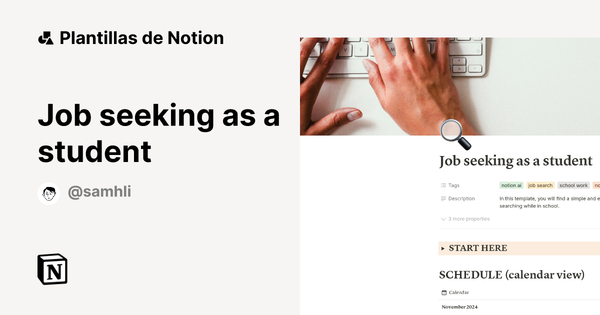 Plantilla Job seeking as a student de Sam H Li | Notion Marketplace