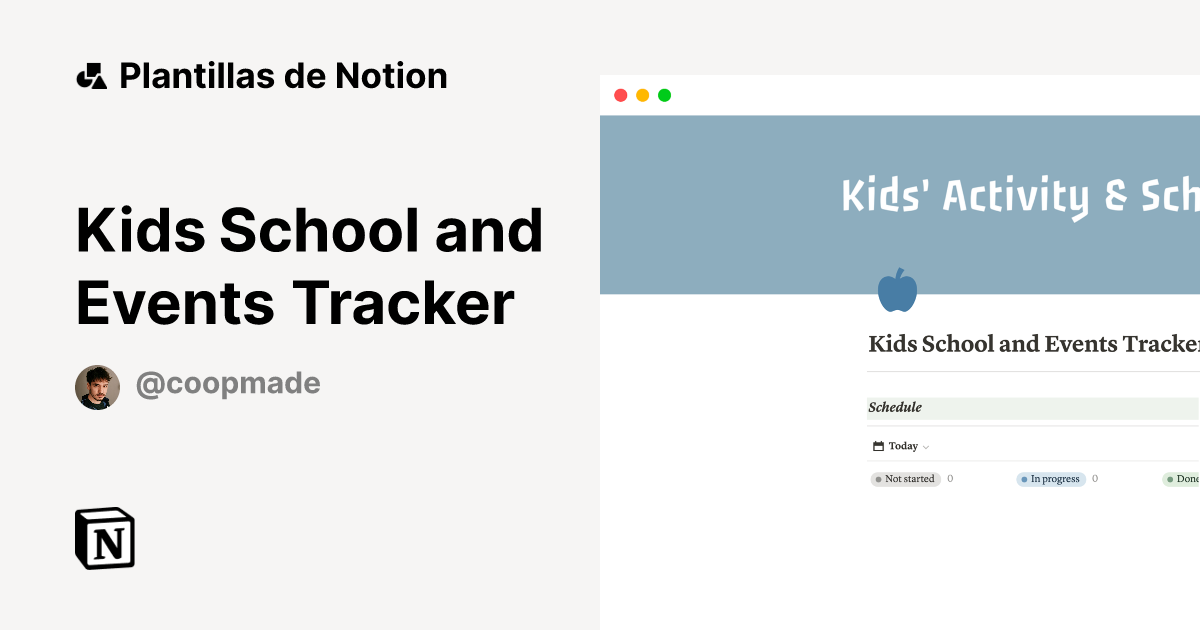 Plantilla Kids School and Events Tracker | Notion Marketplace