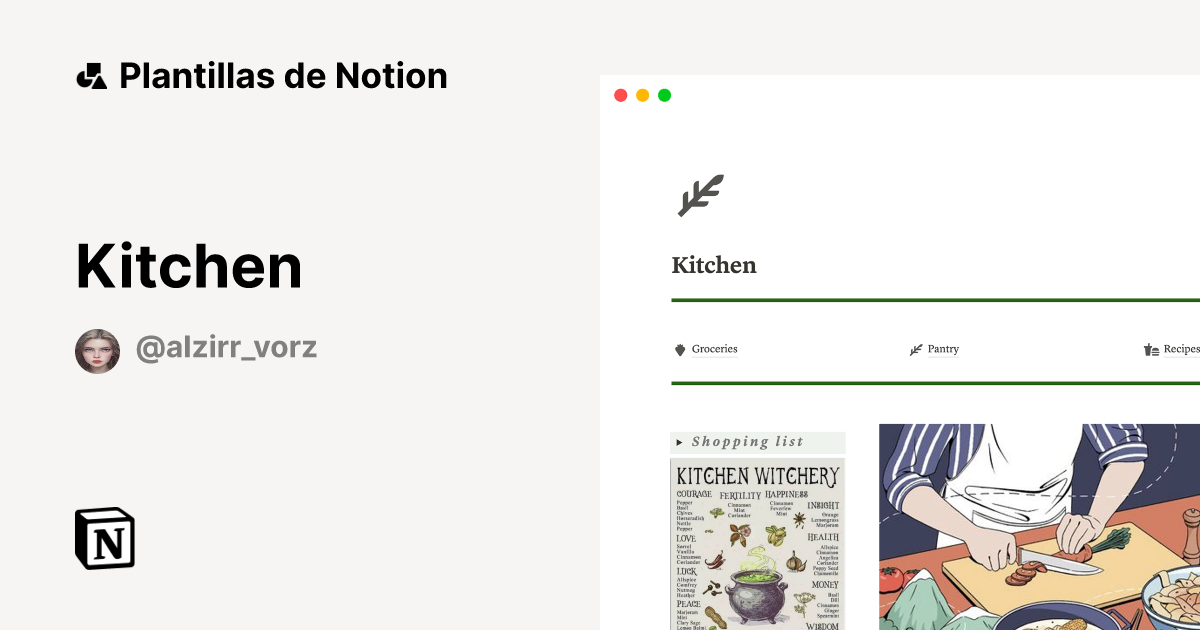 Plantilla Kitchen | Notion Marketplace