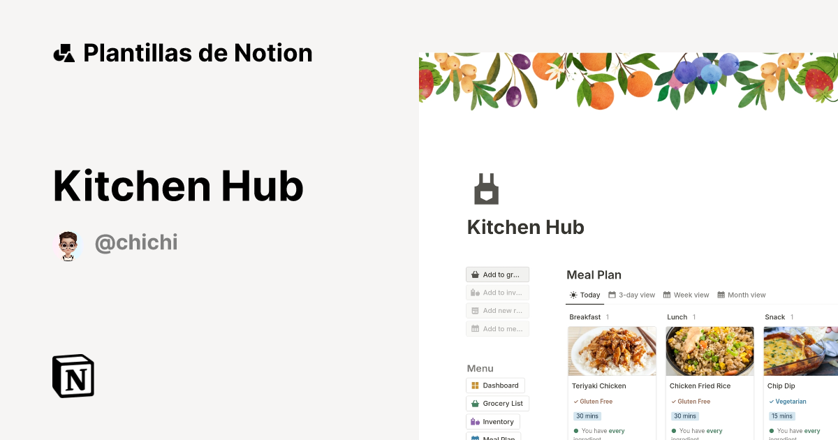 Plantilla Kitchen Hub | Notion Marketplace