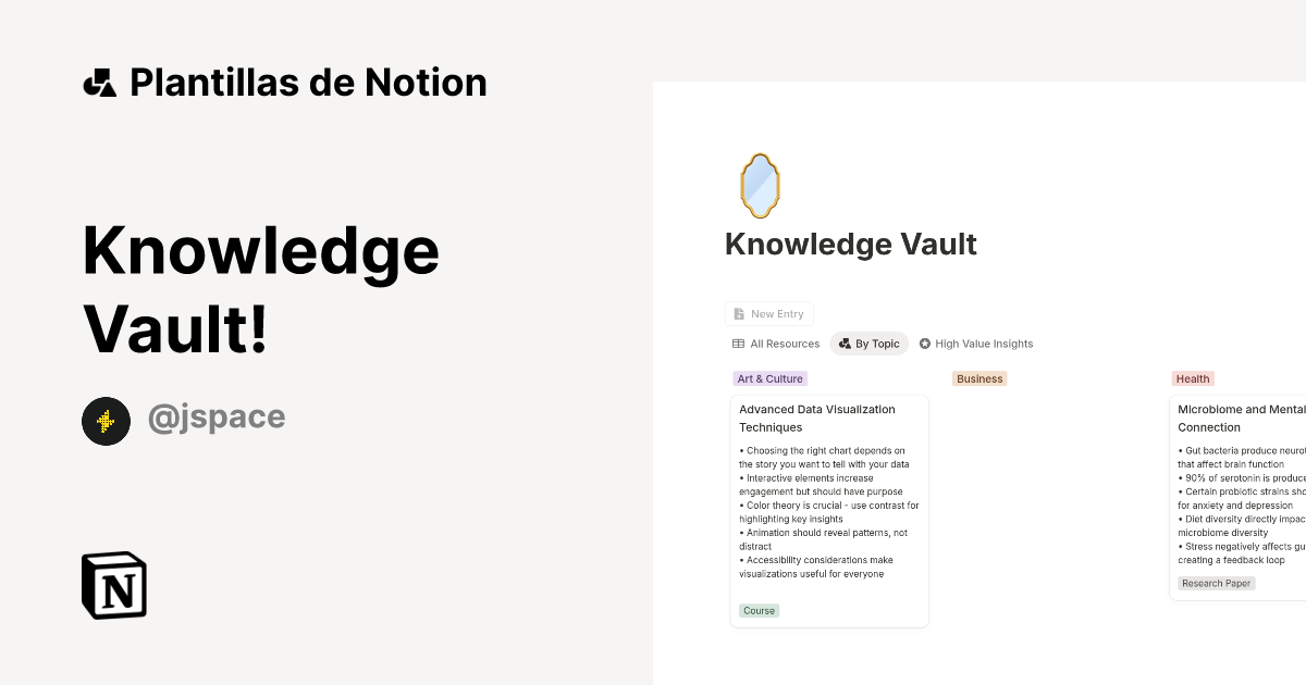 Plantilla Knowledge Vault! de JSpace | Notion Marketplace