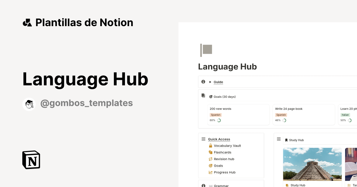 Plantilla Language Hub de Gombos | Notion Marketplace