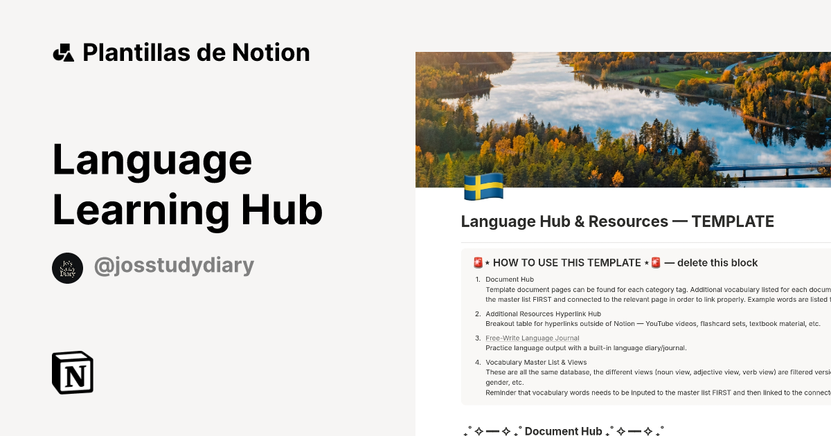 Plantilla Language Learning Hub | Notion Marketplace