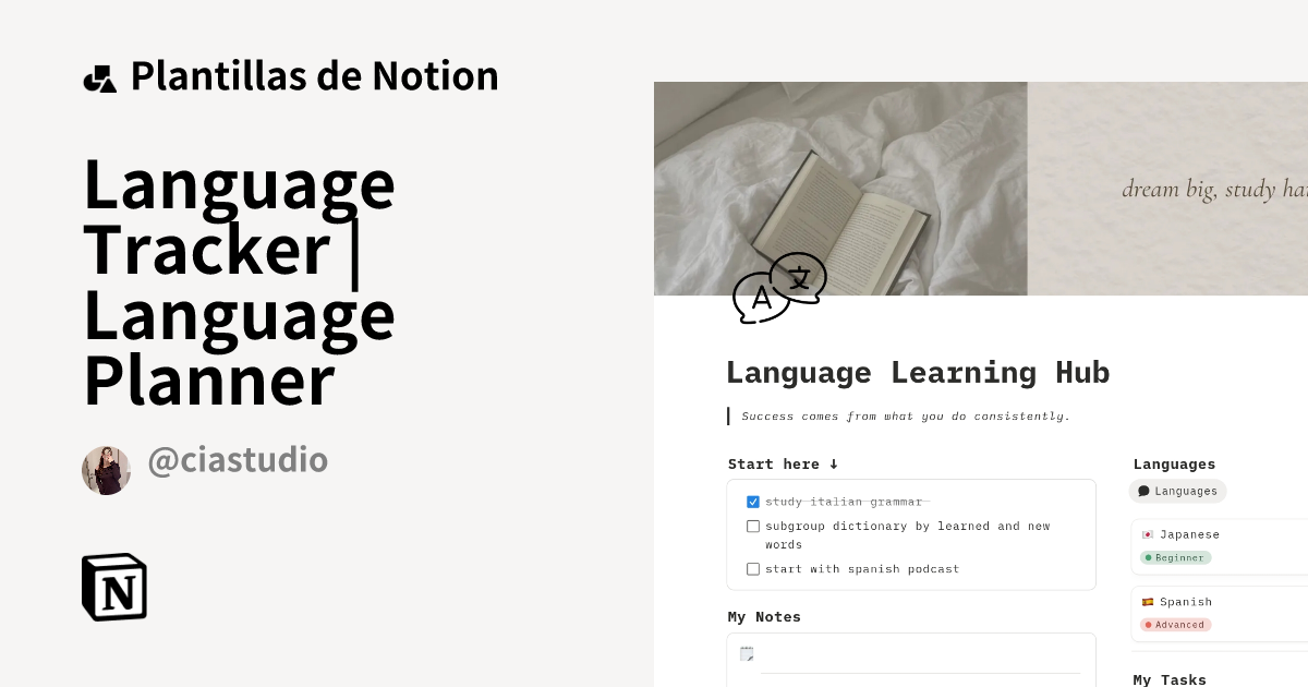 Plantilla Language Learning Planner | Language Tracker | Notion Marketplace