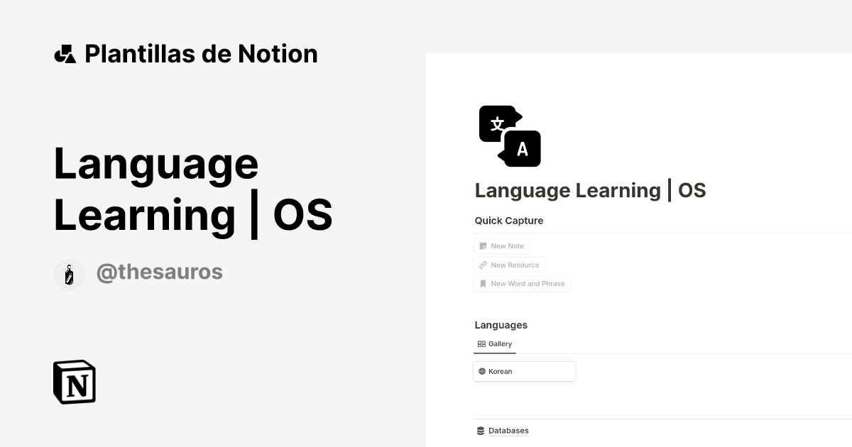Plantilla Language Learning | OS | Notion Marketplace