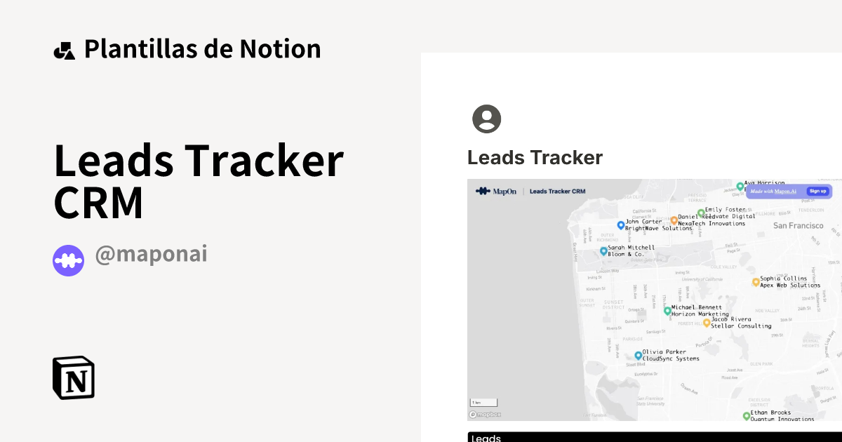 Plantilla Leads Tracker CRM | Notion Marketplace