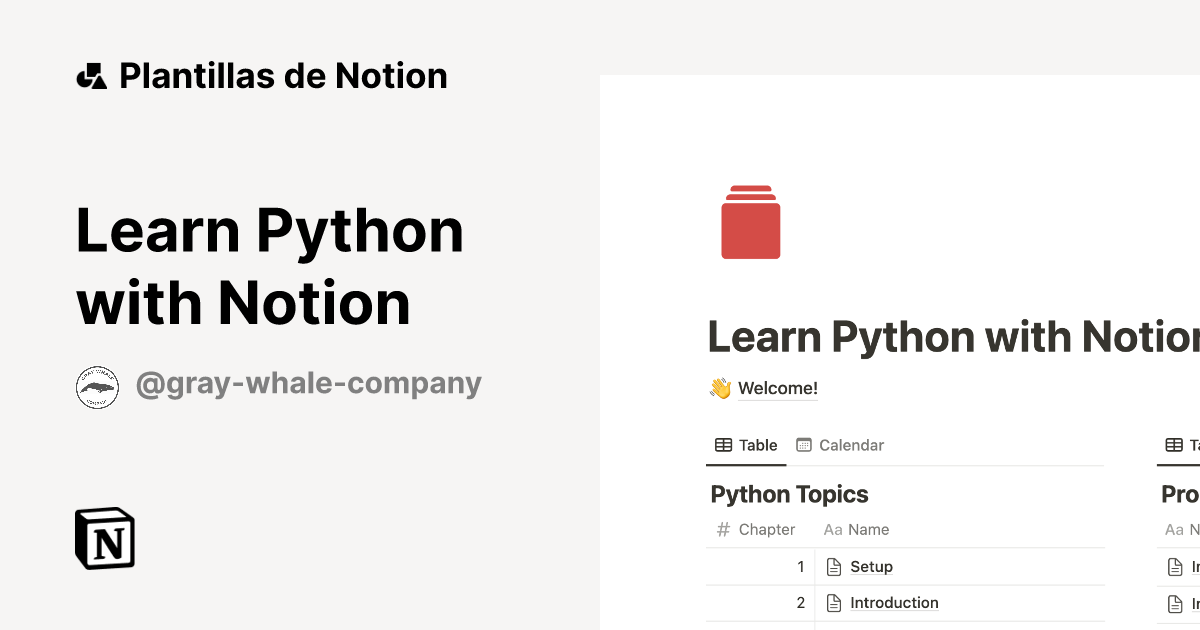 Plantilla Learn Python with Notion | Notion Marketplace