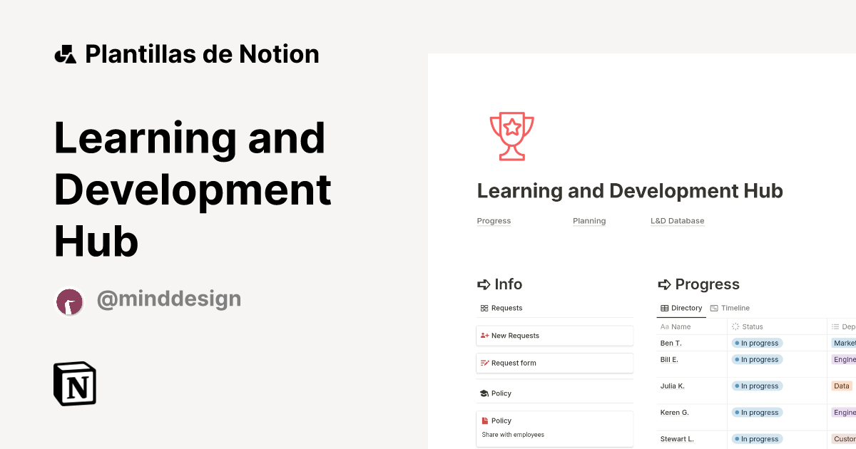 Plantilla Learning and Development Hub | Notion Marketplace