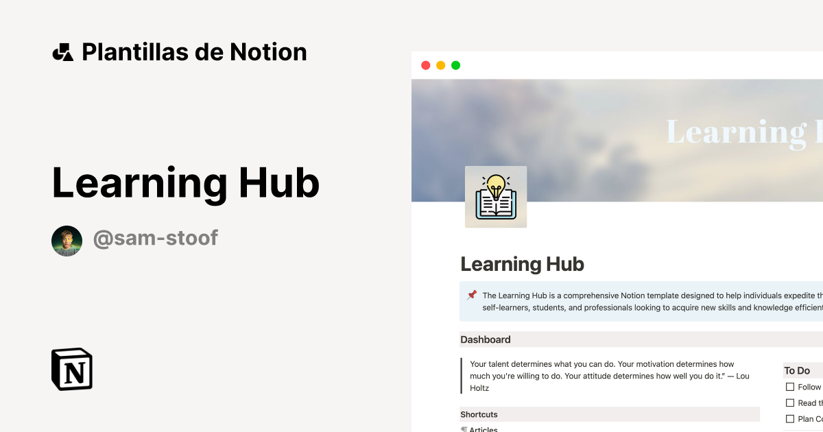 Plantilla Learning Hub de Sam Stoof | Notion Marketplace
