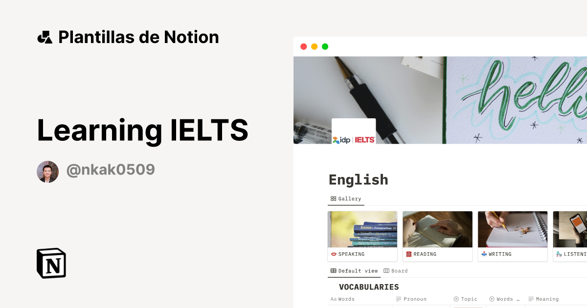 Plantilla Learning IELTS | Notion Marketplace