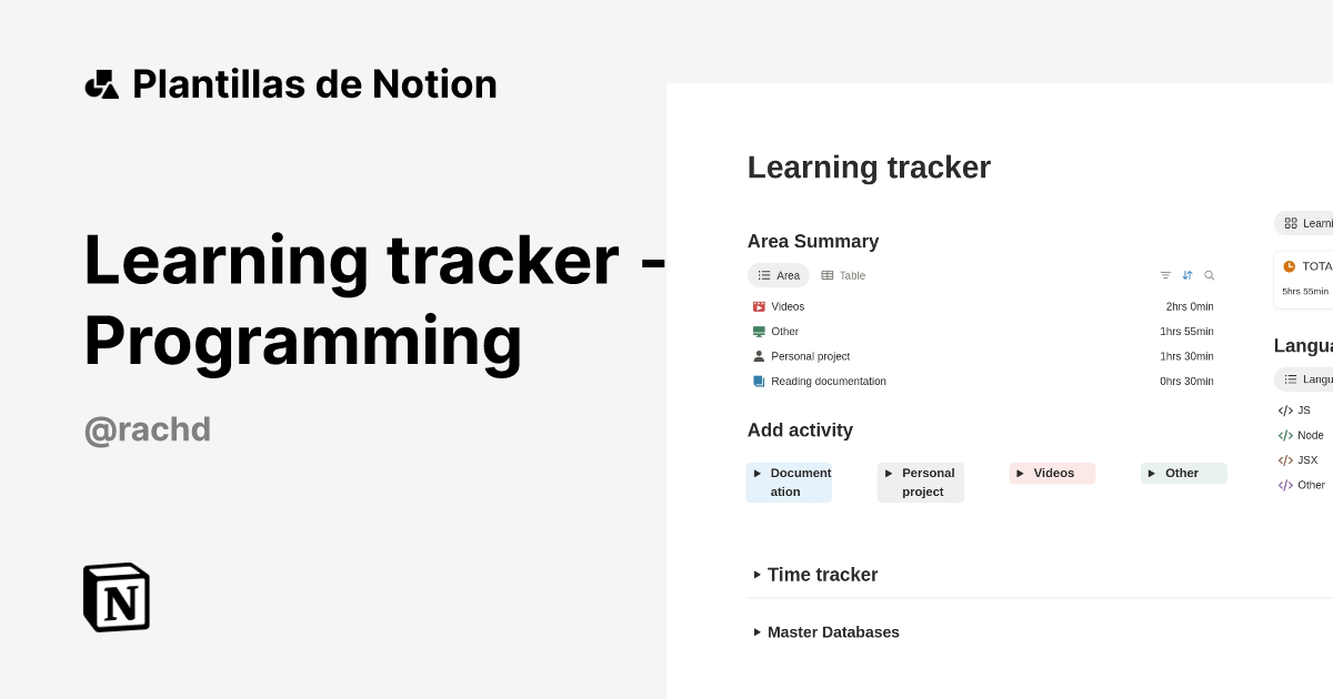 Plantilla Learning tracker - Programming de rachd | Notion Marketplace