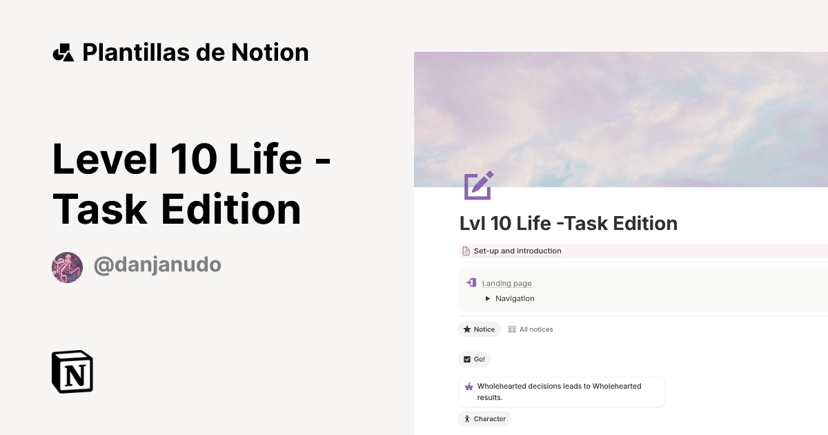 Plantilla Level 10 Life -Task Edition | Notion Marketplace