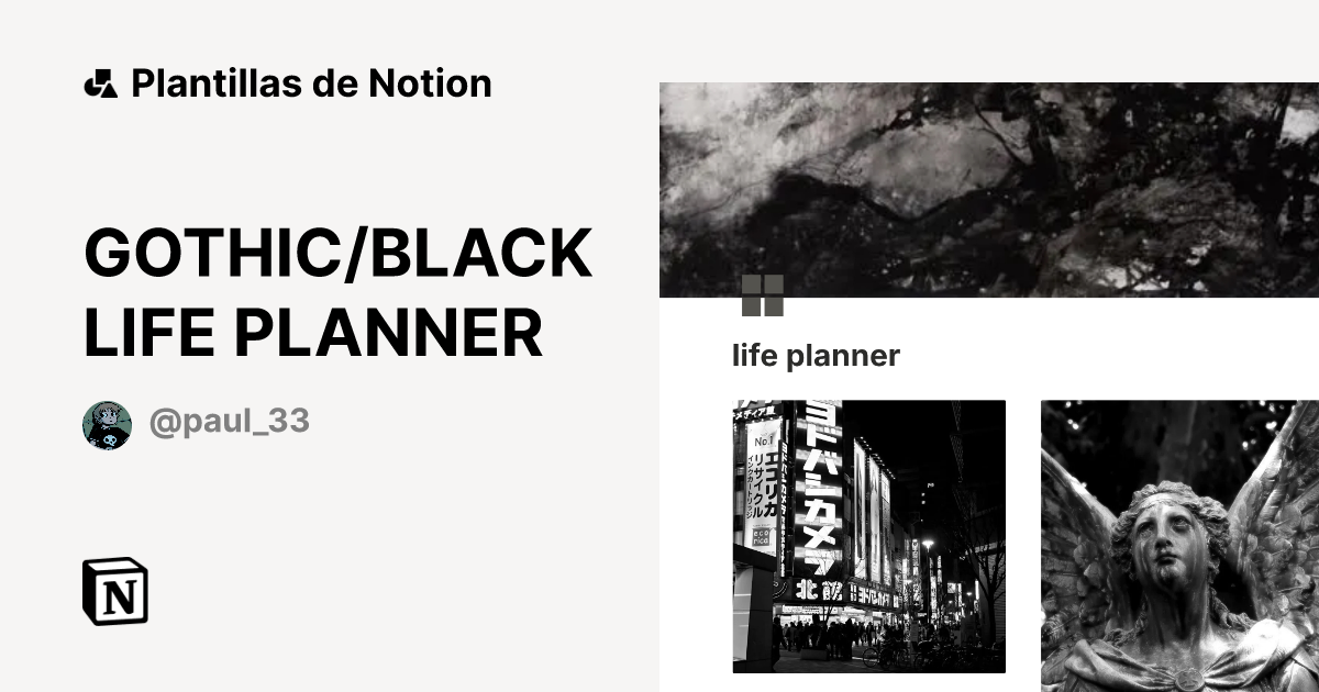 Plantilla GOTHIC/BLACK LIFE PLANNER | Notion Marketplace