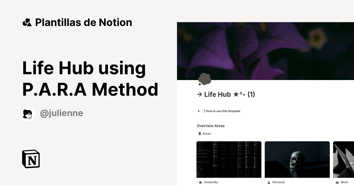 Plantilla Life Hub using P.A.R.A Method | Notion Marketplace