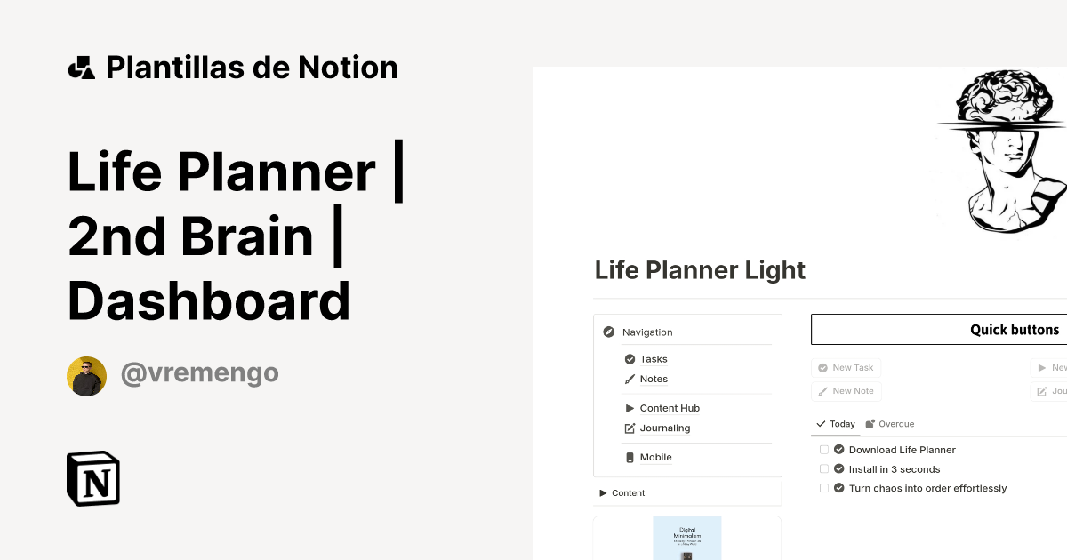Plantilla Life Planner | 2nd Brain | Dashboard | Notion Marketplace
