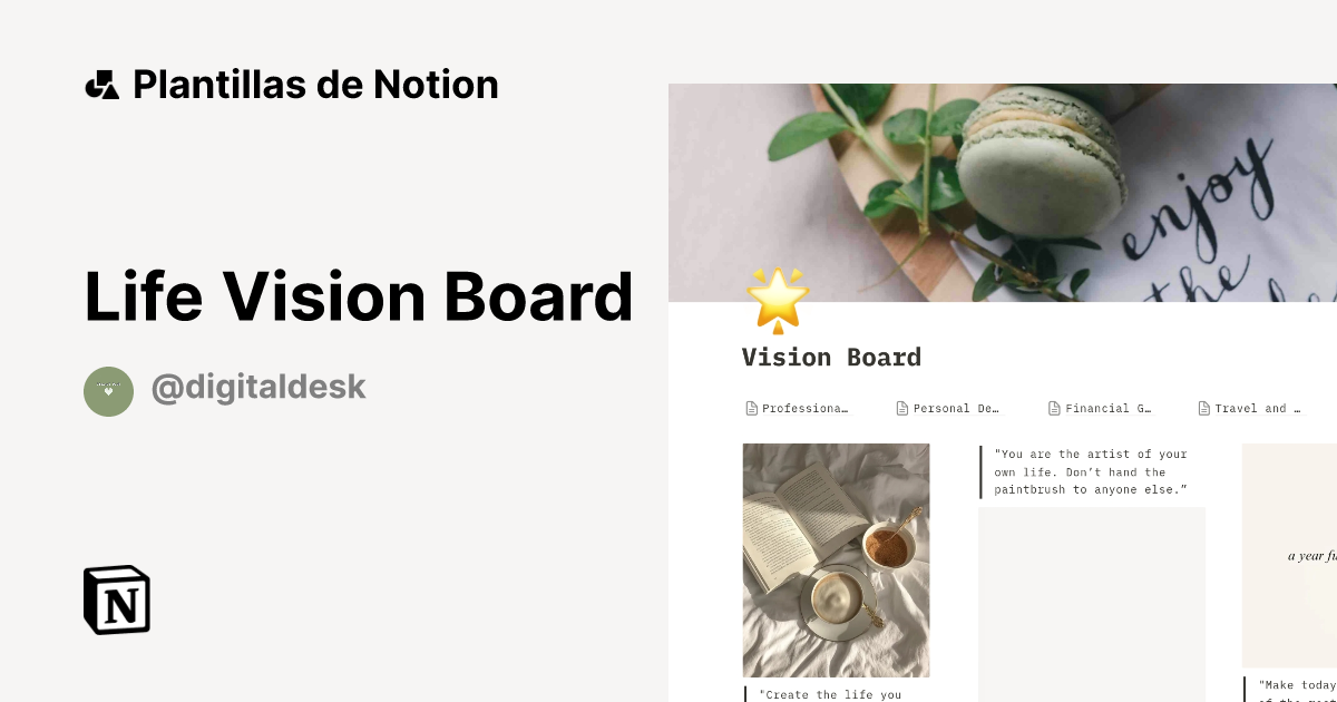 Plantilla Life Vision Board | Notion Marketplace