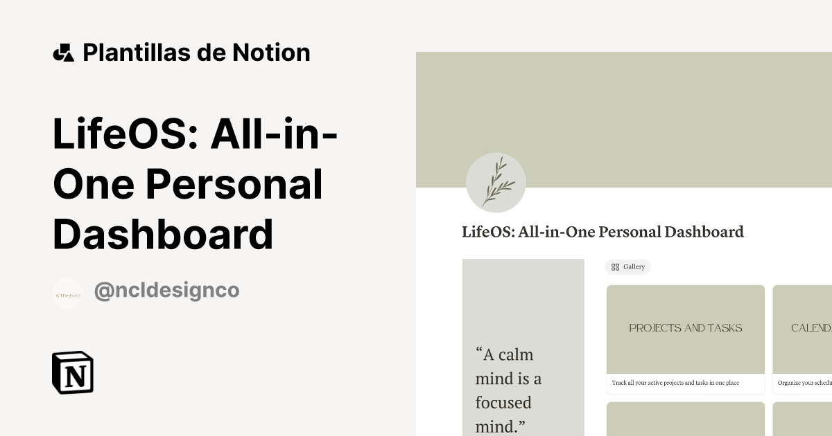 Plantilla LifeOS: All-in-One Personal Dashboard | Notion Marketplace
