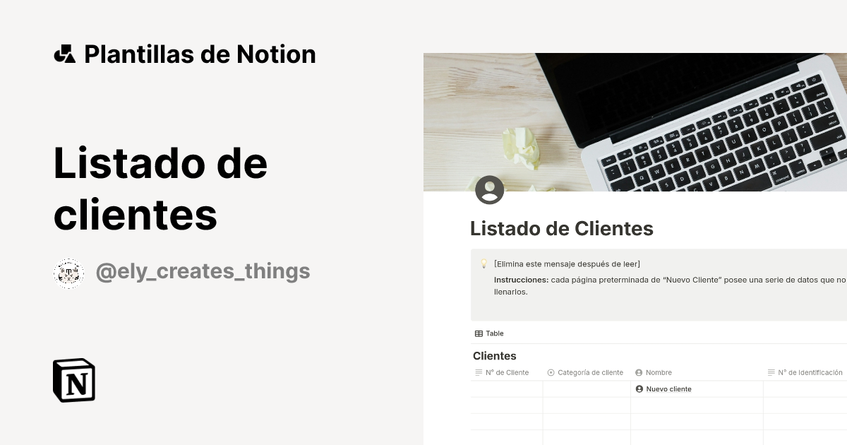 Plantilla Listado de clientes de Ely Creates Things | Notion Marketplace