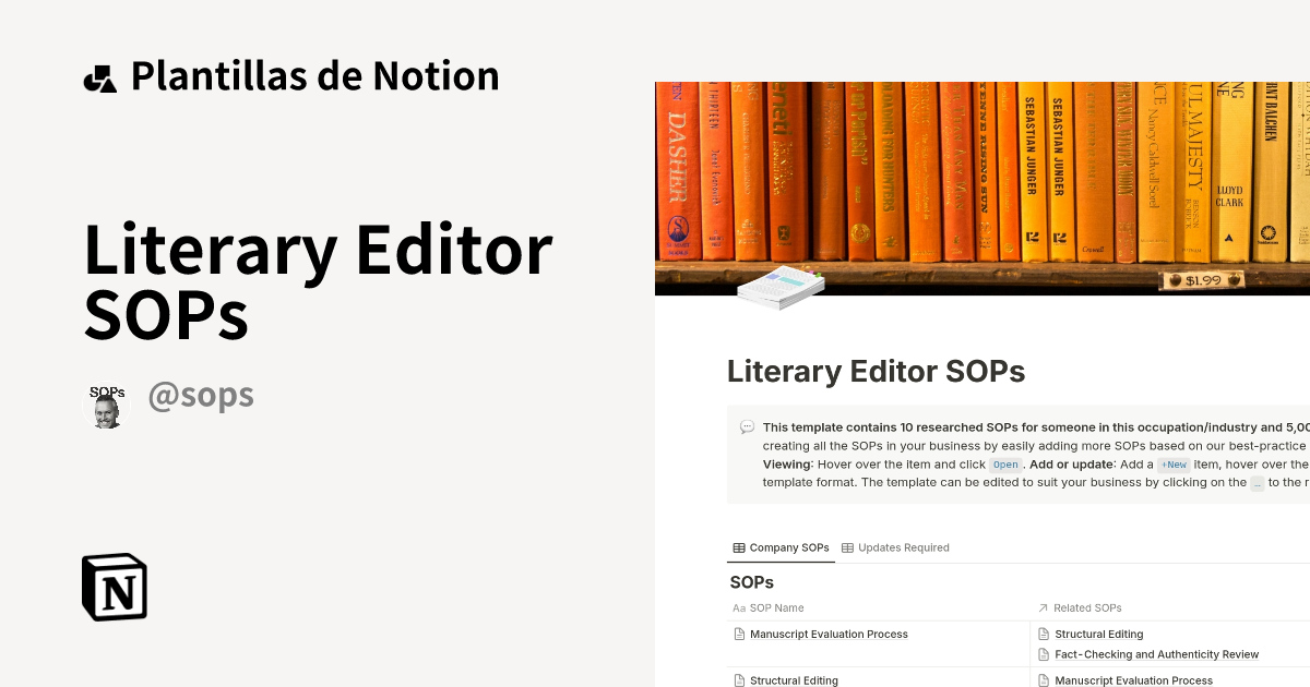Plantilla Literary Editor SOPs | Notion Marketplace