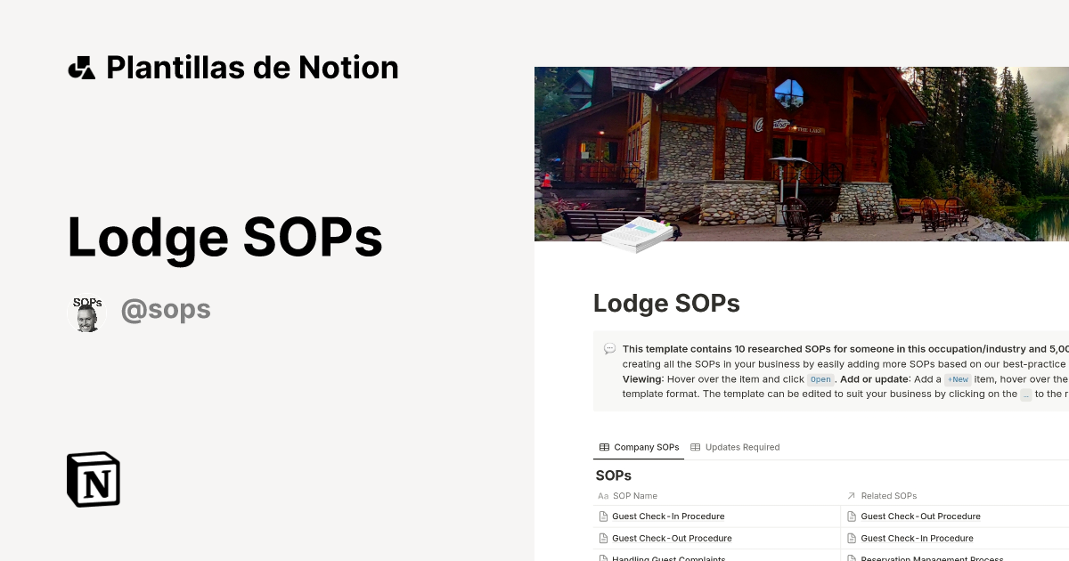 Plantilla Lodge SOPs de SOPs | Notion Marketplace