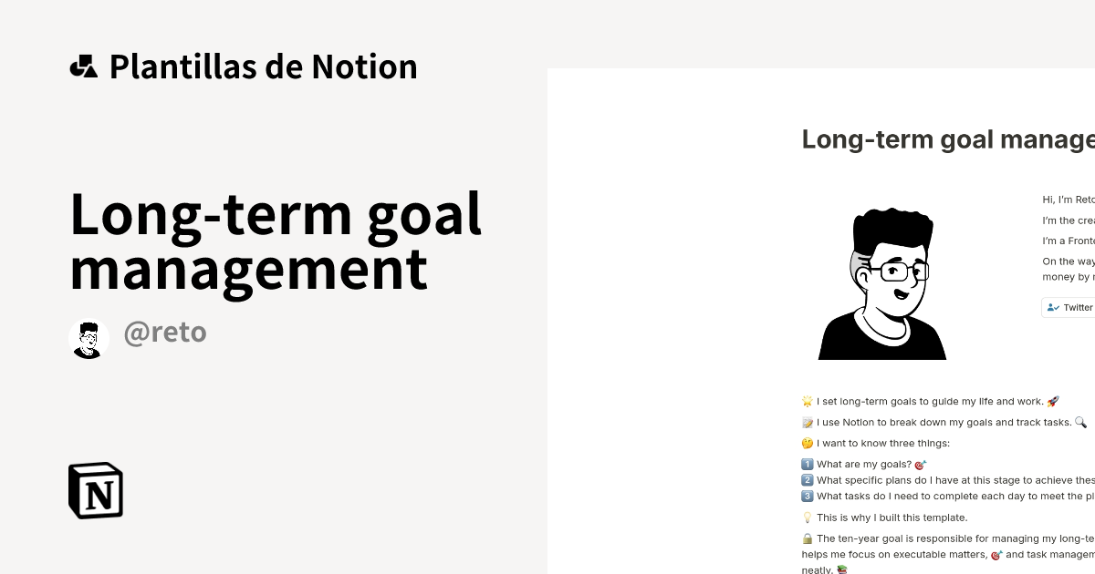 Plantilla Long-term goal management | Notion Marketplace