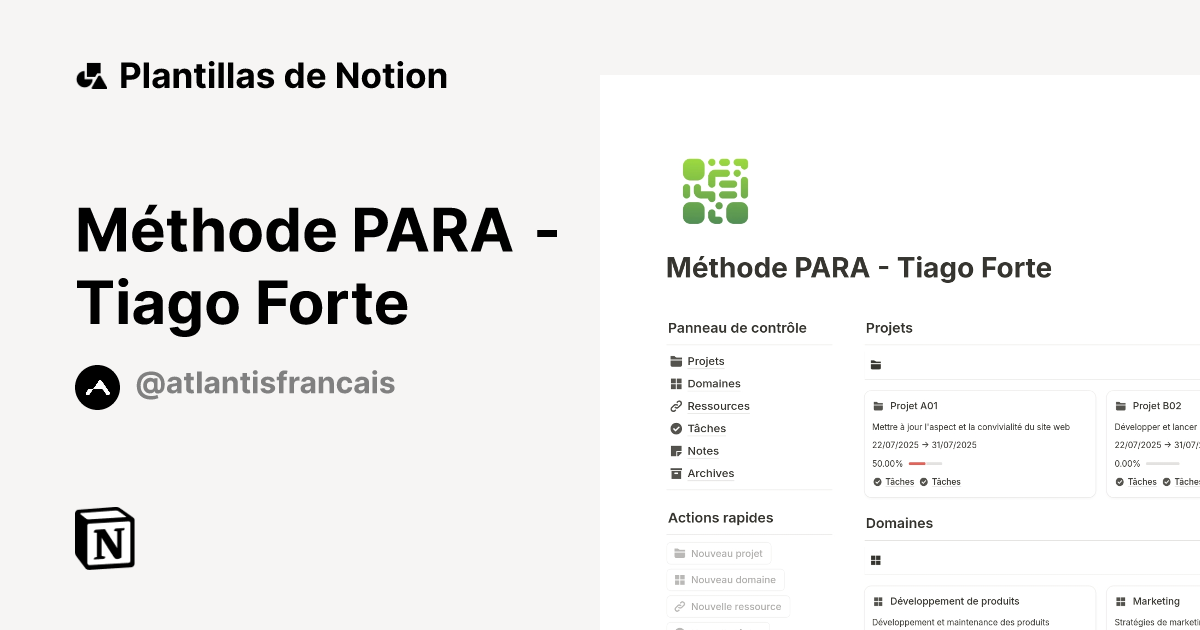 Plantilla Méthode PARA - Tiago Forte | Notion Marketplace