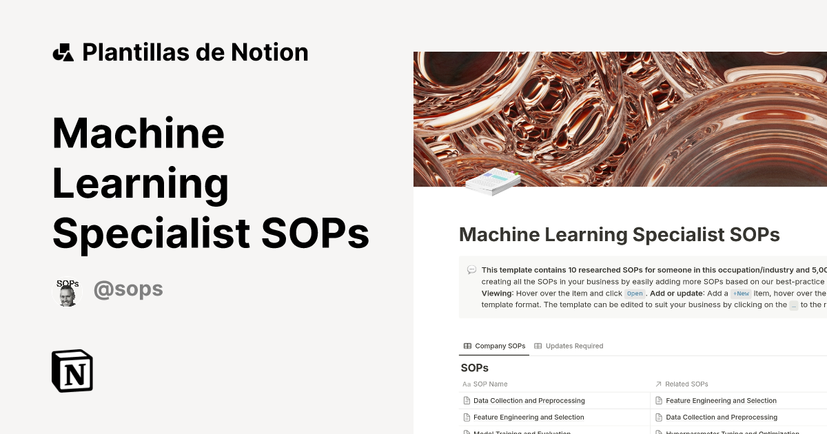Plantilla Machine Learning Specialist SOPs de SOPs | Notion Marketplace