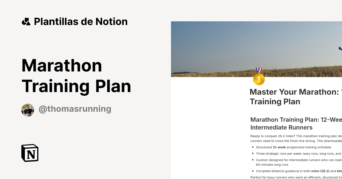 Plantilla Marathon Training Plan | Notion Marketplace