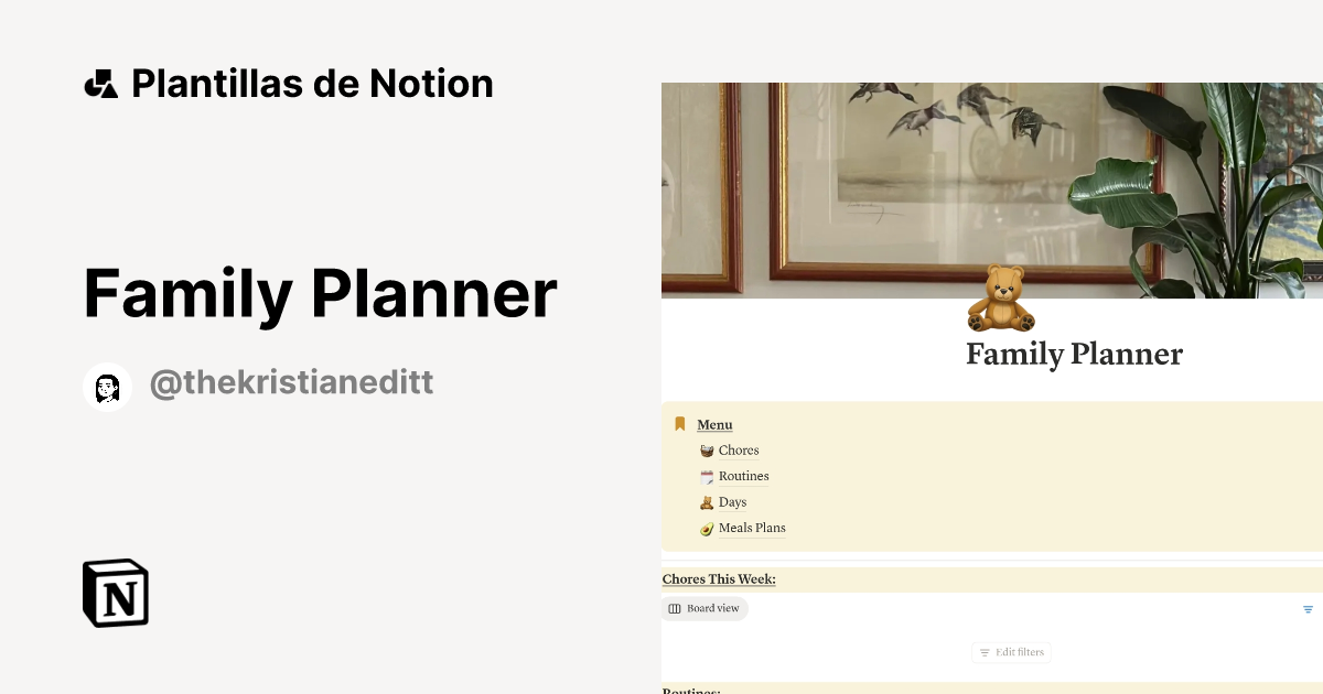 Plantilla Family Planner de The Kristian Edit | Template Studio ...