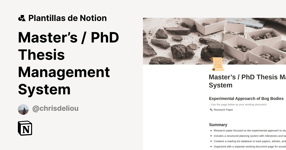 Plantilla Master’s / PhD Thesis Management System | Notion Marketplace