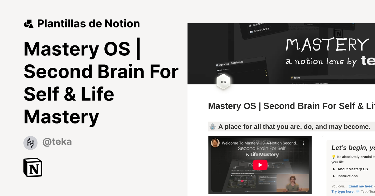 Plantilla Mastery OS | Second Brain For Self & Life Mastery | Notion Marketplace