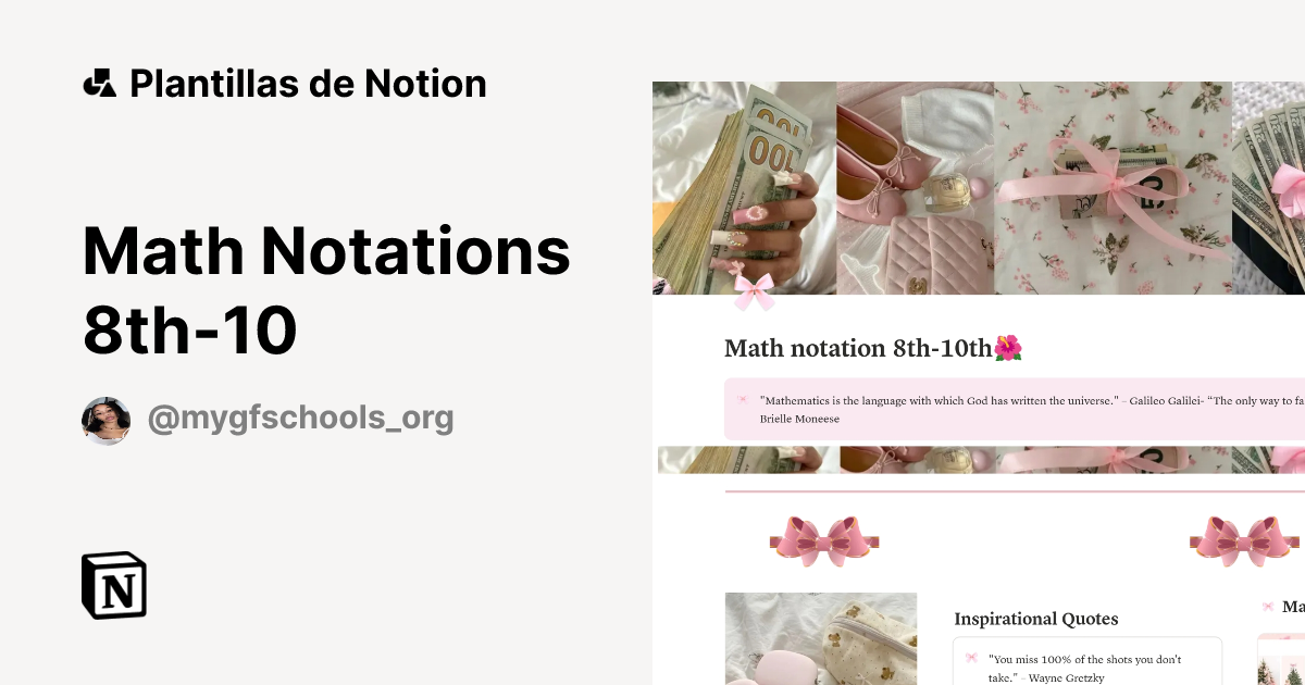 Plantilla Math Notations 8th-10 de nylabrownie | Notion Marketplace