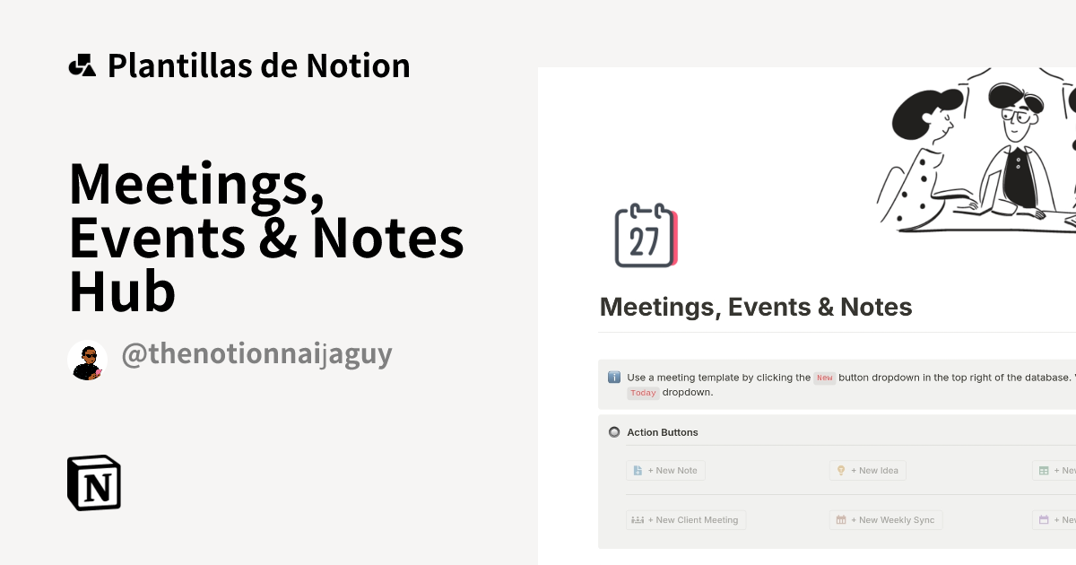 Plantilla Meetings, Events & Notes Hub | Notion Marketplace