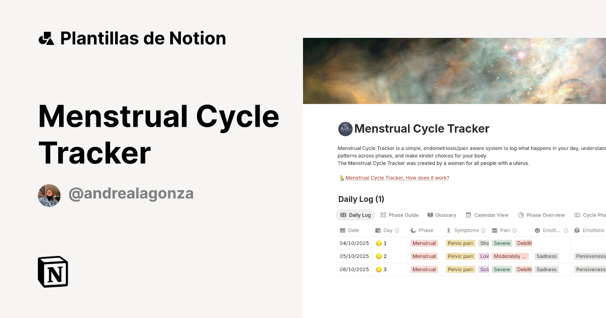 Plantilla Menstrual Cycle Tracker | Notion Marketplace