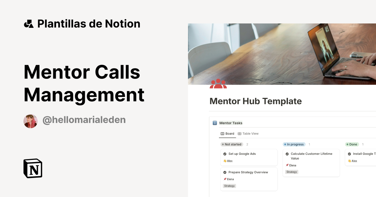 Plantilla Mentor Calls Management de Maria Leden | Notion Marketplace
