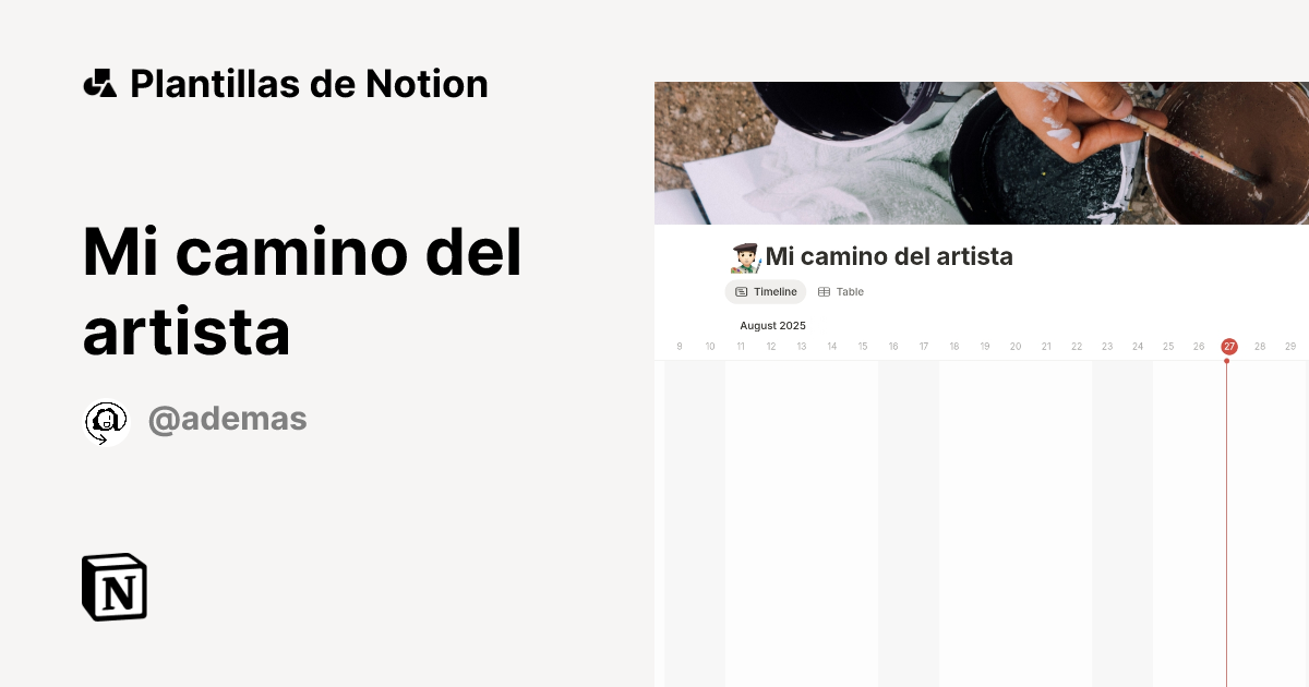 Plantilla Mi camino del artista | Notion Marketplace