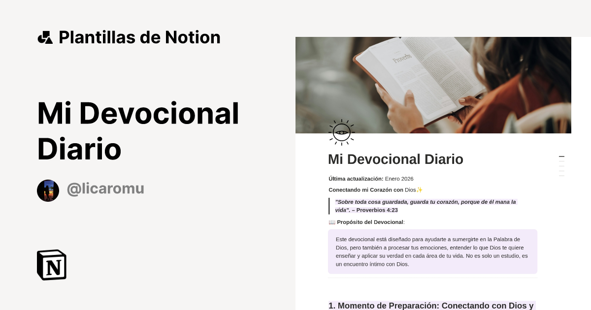 Plantilla Mi Devocional Diario | Notion Marketplace