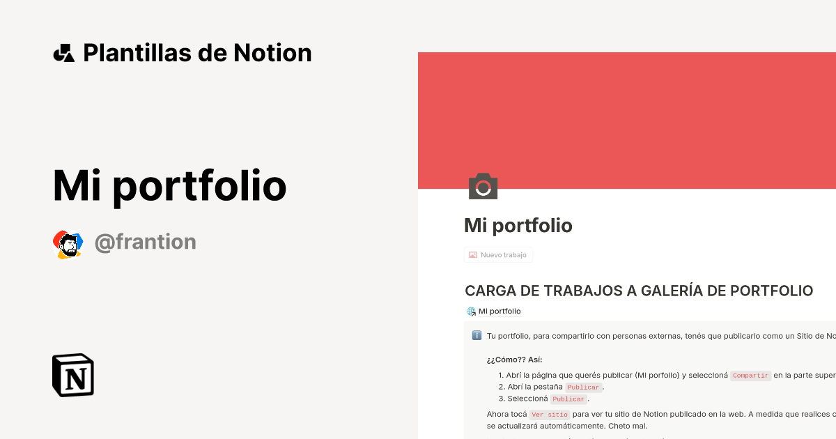 Plantilla Mi portfolio | Notion Marketplace