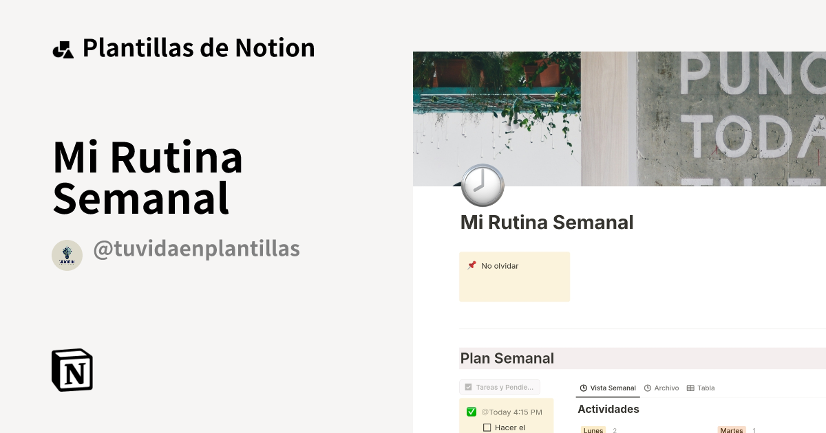 Plantilla Mi Rutina Semanal | Notion Marketplace