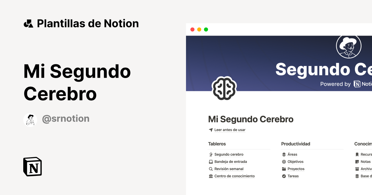 Plantilla Mi Segundo Cerebro de Sr.Notion | Notion Marketplace