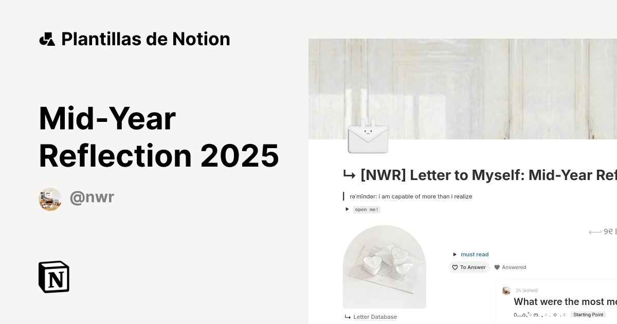 Plantilla Mid-Year Reflection 2025 | Notion Marketplace