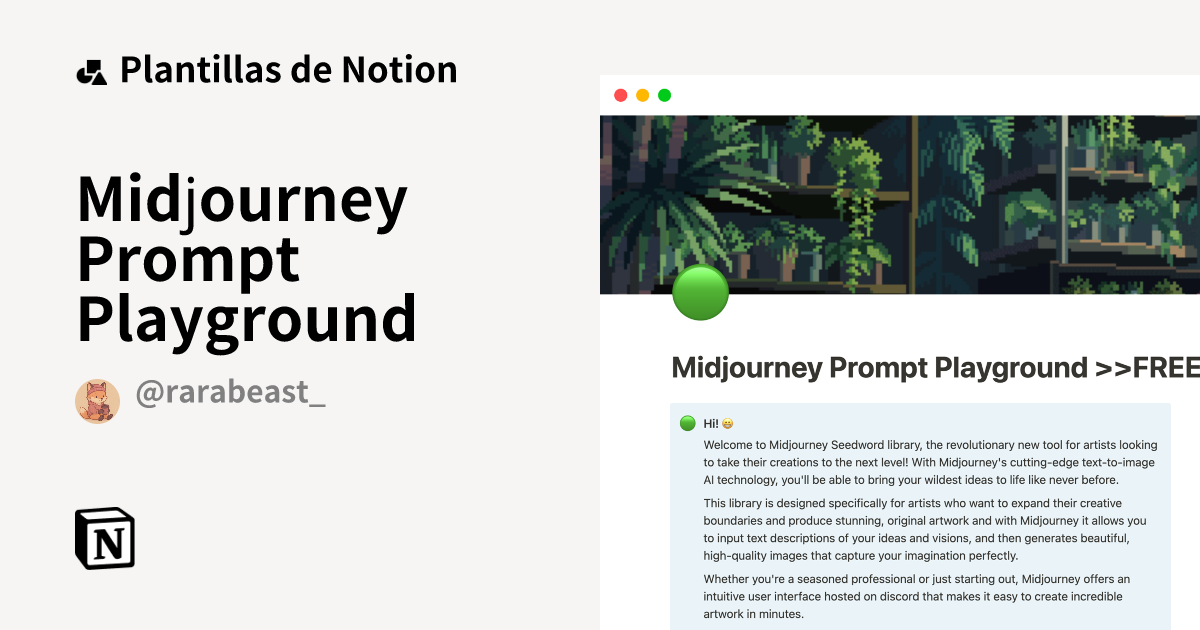 Plantilla Midjourney Prompt Playground | Notion Marketplace