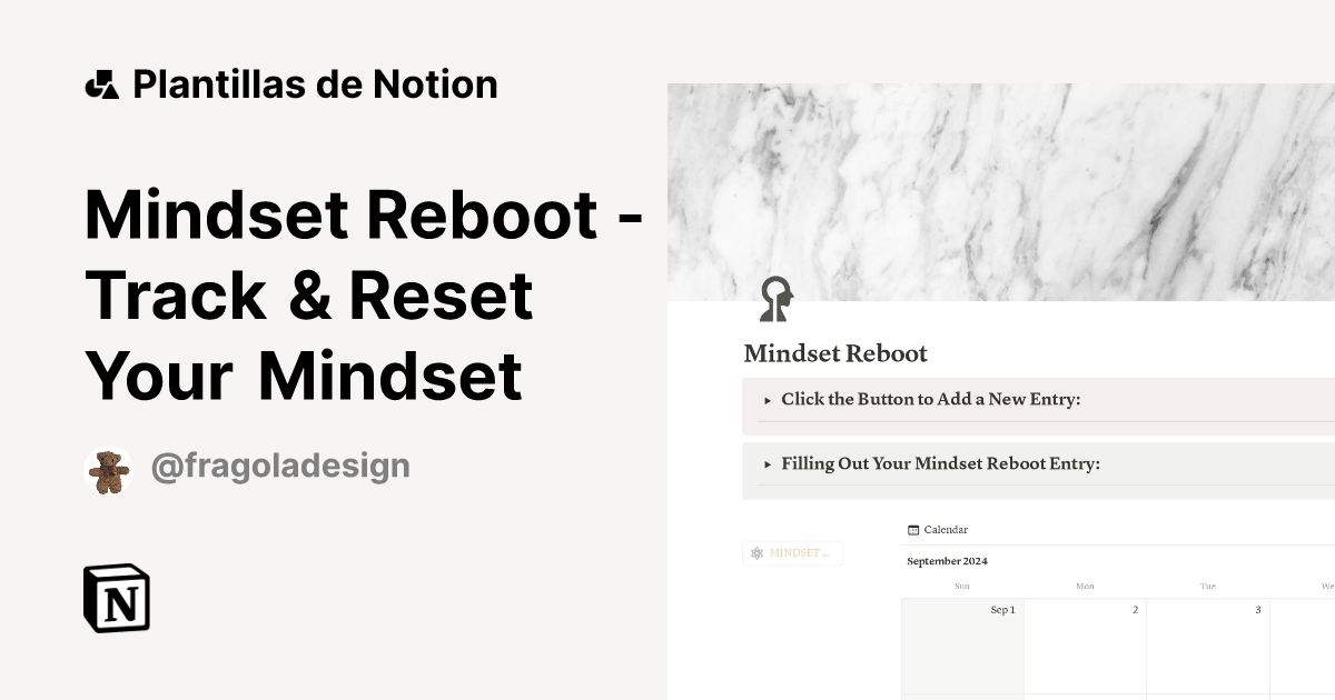 Plantilla Mindset Reboot - Track & Reset Your Mindset | Notion Marketplace