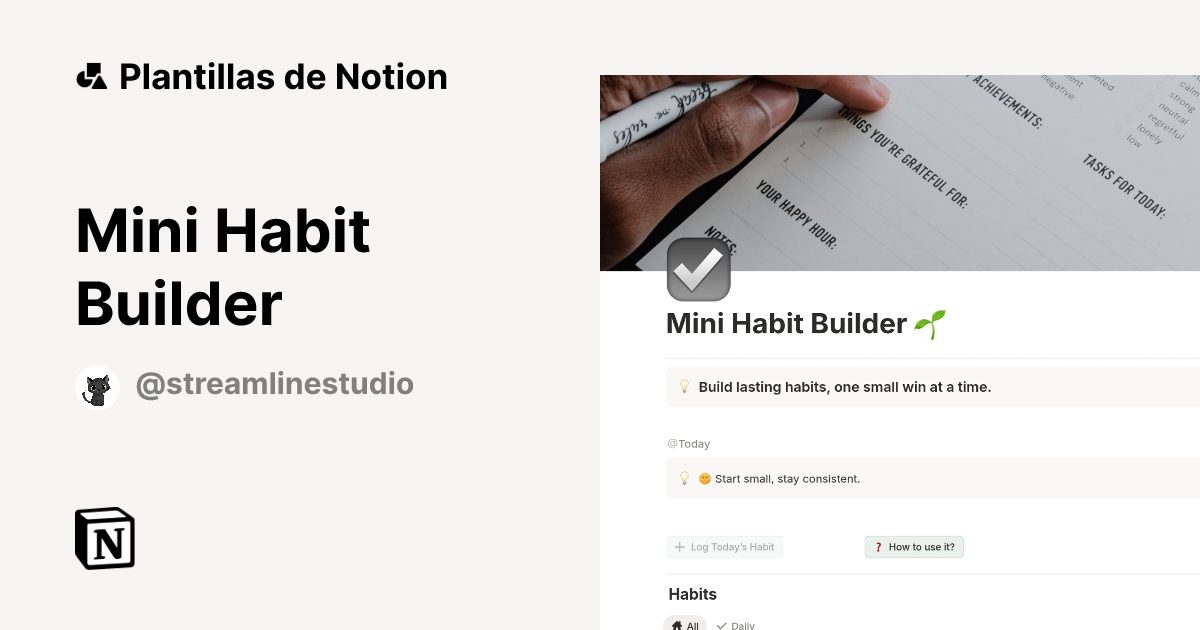 Plantilla Mini Habit Builder de Streamline Studio | Notion Marketplace