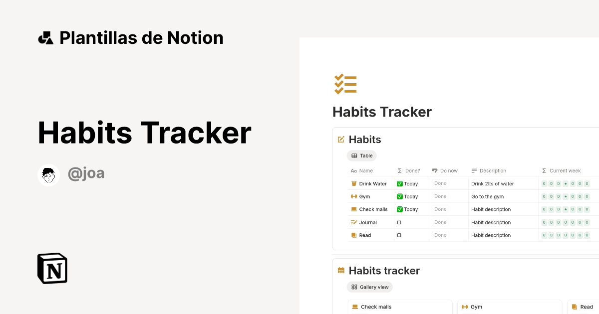 Plantilla Habits Tracker | Notion Marketplace