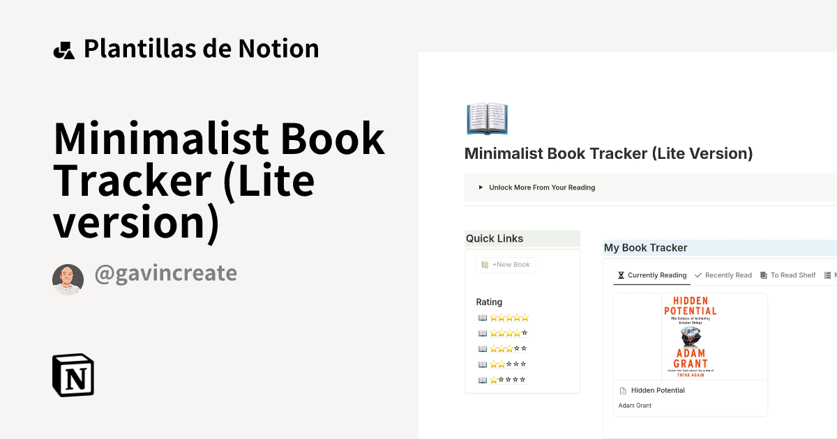 Plantilla Minimalist Book Tracker (Lite version) | Notion Marketplace