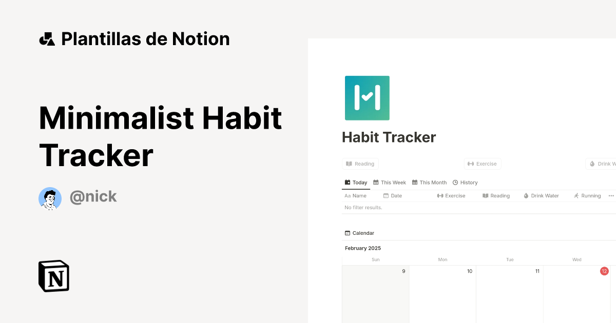 Plantilla Minimalist Habit Tracker | Notion Marketplace