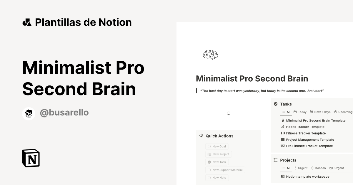 Plantilla Minimalist Pro Second Brain | Notion Marketplace